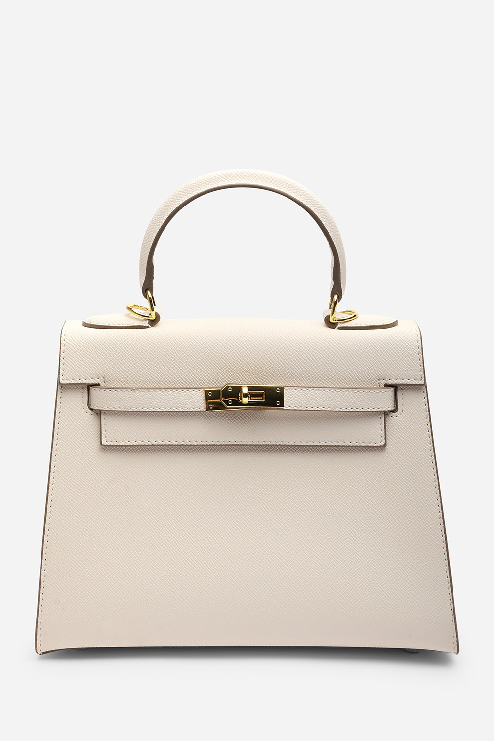 Lluvia Top Handle Satchel Mini Tote Bag with Turn-Lock Closure in Crea ...