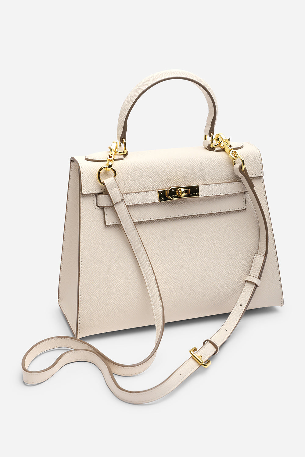 Lluvia Top Handle Satchel Mini Tote Bag with Turn-Lock Closure in Crea ...